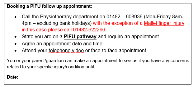 Patient Initiated Follow-Up (PIFU) - Information for patients from Physiotherapy | Hull ...